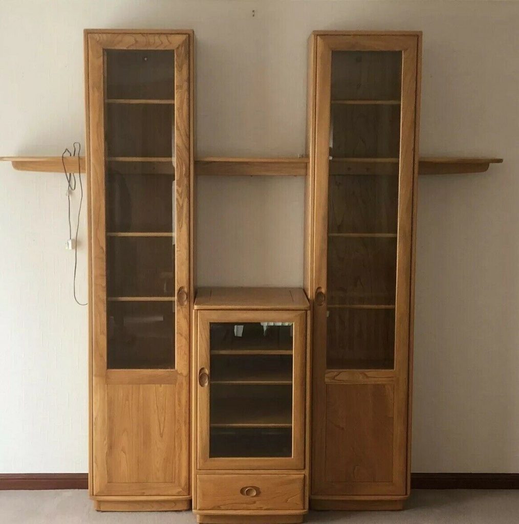 SUPERB MODERN RARE ERCOL GLAZED BOOKCASE/CABINET VERY CLEAN 2 MAN ...